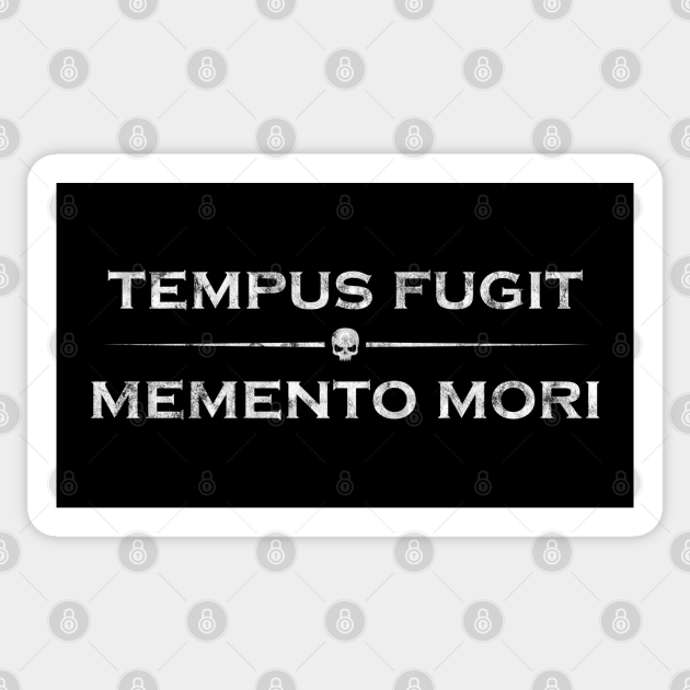 Latin Proverb Tempus Fugit Memento Mori Memento Mori Sticker latin-proverb-tempus-fugit-memento-mori-memento-mori-sticker